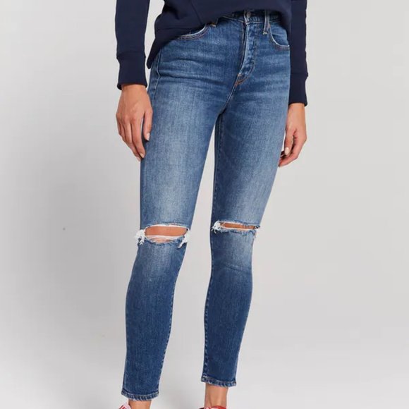 Levi's | Jeans | Levis Wedgie Skinny Button Fly Distressed High Rise Jeans Womens 28 Medium Wash ...
